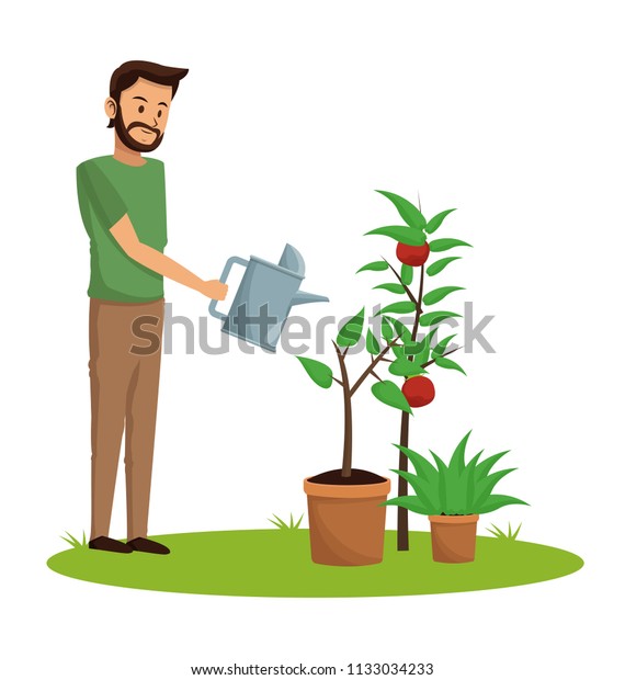 Man Garden Cartoon Stock Vector (Royalty Free) 1133034233 | Shutterstock