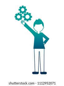 Man Standing On Gears Background Stock Vector (Royalty Free) 393807859