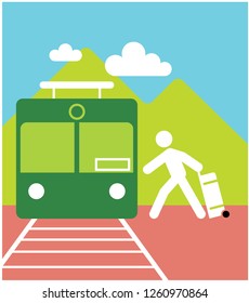 Man Getting On Train Vector Illustration: เวกเตอร์สต็อก (ปลอดค่า ...