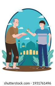 Man Giving Alms Poor Man Front Stock Vector (Royalty Free) 1931761496 ...