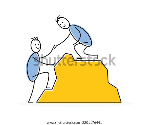 Man Giving Helping Hand Symbol Stickman Stock Vector (Royalty Free ...