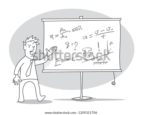 Man Giving Lecture Front Whiteboard Cartoon Stock Vector (Royalty Free ...
