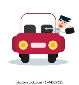 Man Going Work By Car Illustration Stock Vector (Royalty Free ...