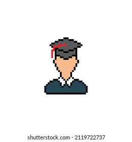 Man Graduation Cap Pixel Art Icon Stock Vector (Royalty Free) 2119722737