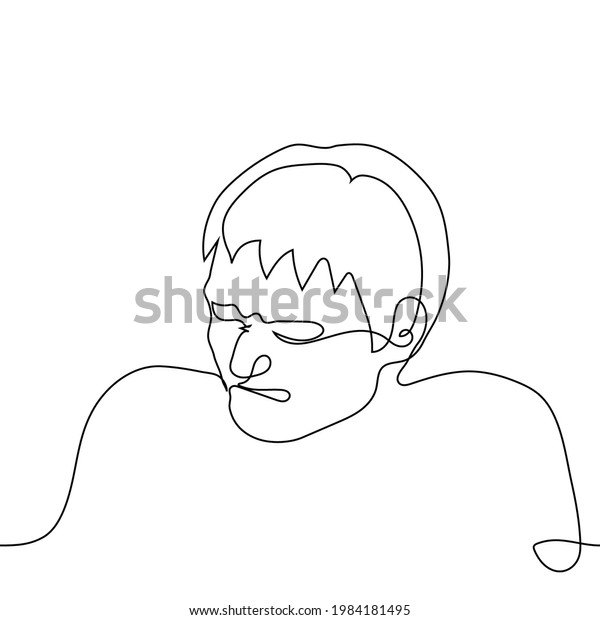 Man Grimacing Face One Line Drawing Stock Vector (Royalty Free) 1984181495