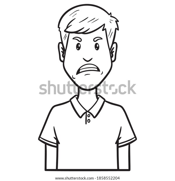 Man Gritting His Teeth Outline Comic Stock Vector (Royalty Free ...