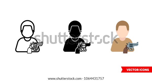 Man Gun Icon 3 Types Color Stock Vector (Royalty Free) 1064431757 ...