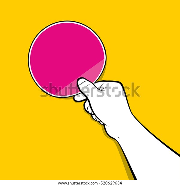 Man Hand Sticking Round Sticker Stock Vector (Royalty Free) 520629634 ...