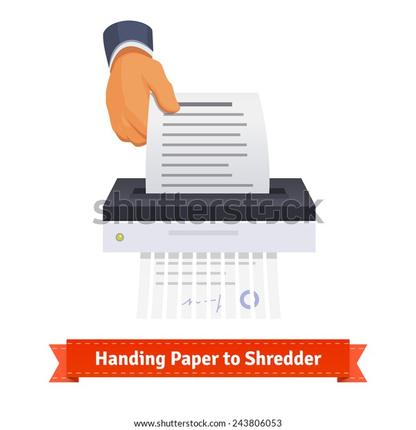 Man Handing Paper Shredder Flat Style Stock Vector (Royalty Free ...