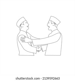 Man Handshake Line Art Islamic Ied Stock Vector (Royalty Free ...