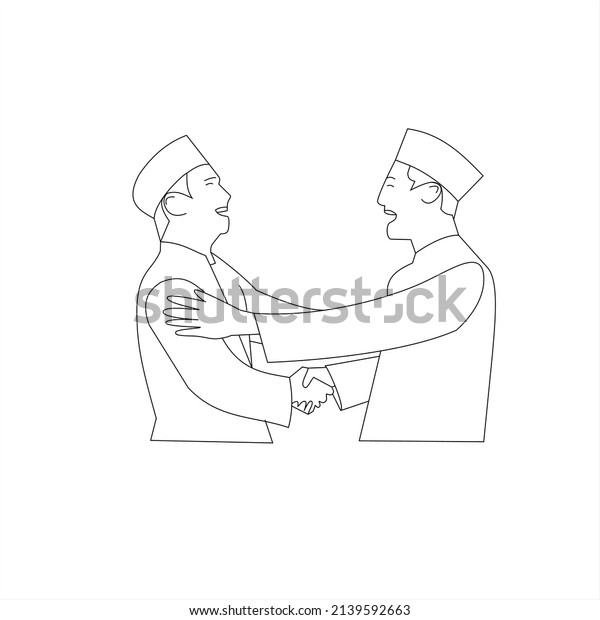 Man Handshake Line Art Islamic Ied: เวกเตอร์สต็อก (ปลอดค่าลิขสิทธิ์ ...