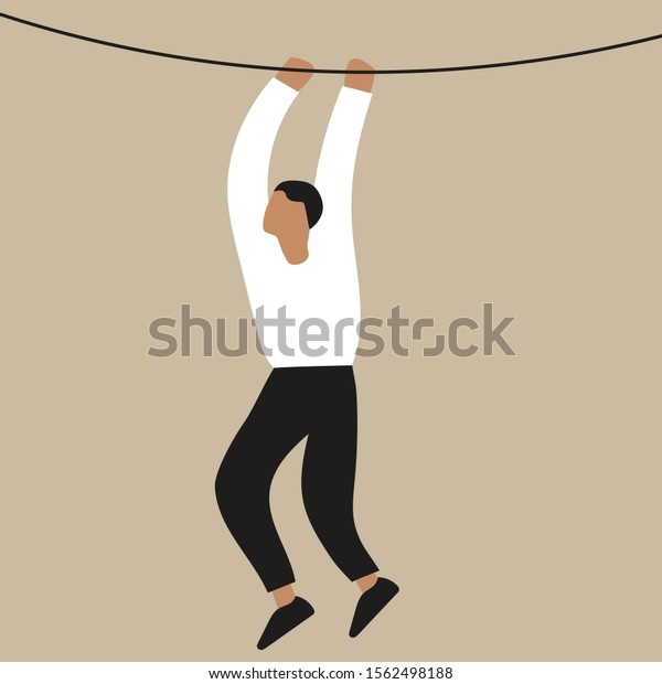 Man Hanging Holding Hands On Rope Stock Vector (Royalty Free ...