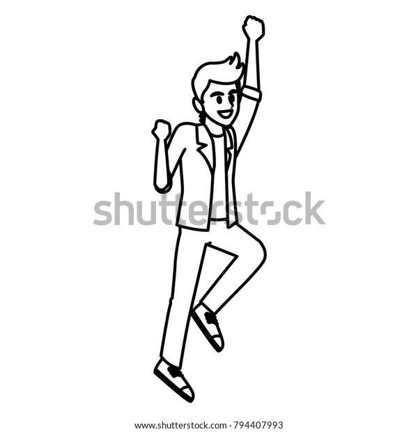 Man Happy Jumping Cartoon Stock Vector (Royalty Free) 794407993 ...