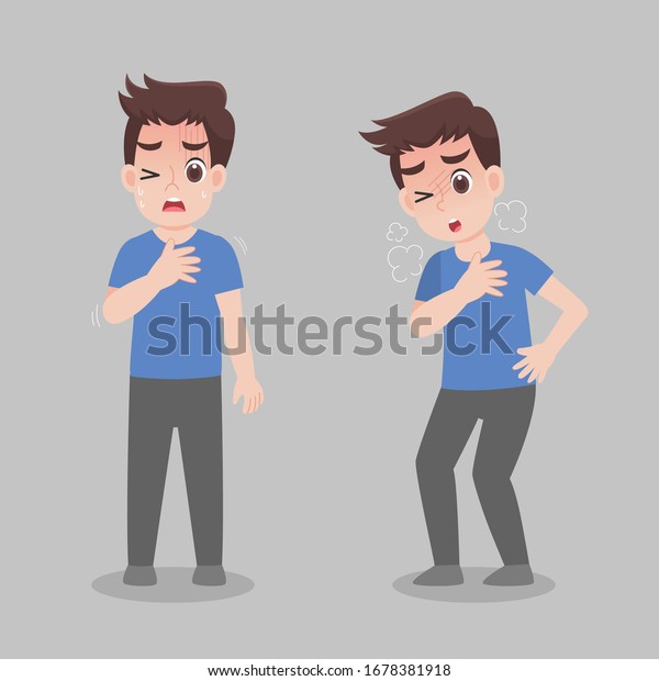 Man Has Breathlessness Cartoon Character Design Stock Vector (Royalty ...