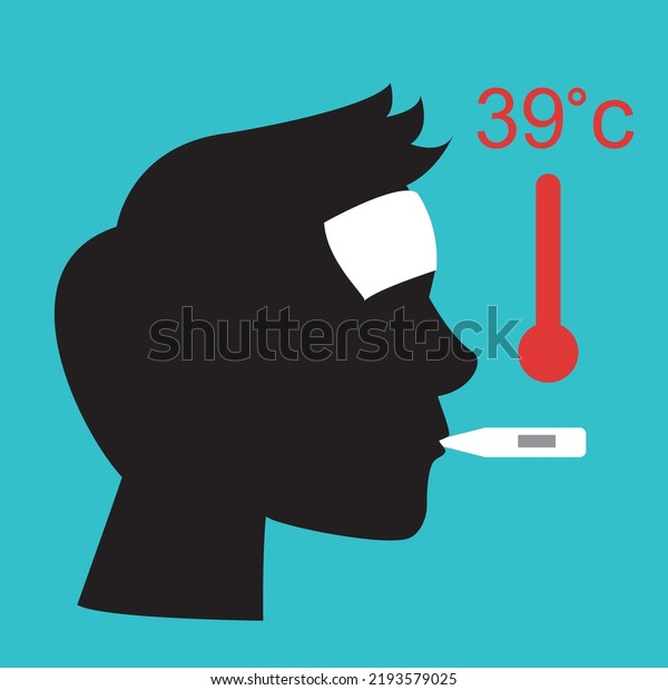 Man Has Fever High Temperature Symbolvector Stock Vector (Royalty Free ...
