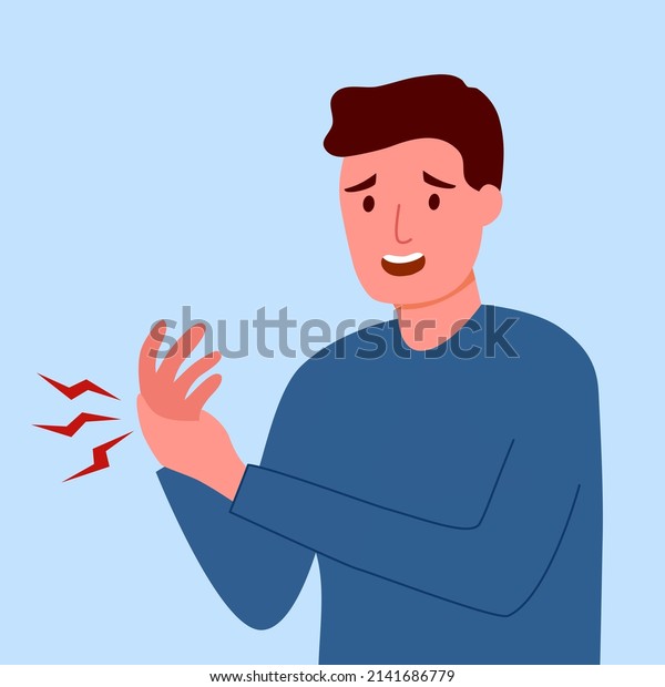Man Having Hand Pain Flat Design Stock Vector (Royalty Free) 2141686779 ...