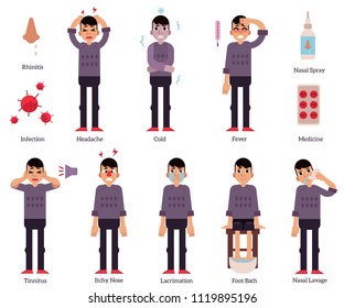 Man Having Rhinitis Set Isolated On Stock Vector (Royalty Free ...