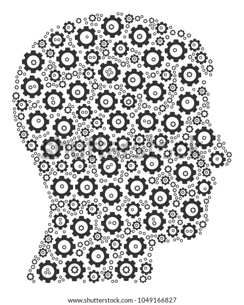 Man Head Profile Composition Cogs Vector Stock Vector (Royalty Free ...