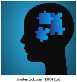 Man Head Silhouette Missing Puzzle Piece Stock Vector (Royalty Free ...