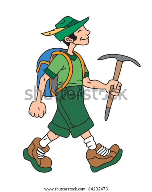 Man Hiking Cartoon Vector Illustration Stock Vector (Royalty Free) 64232473