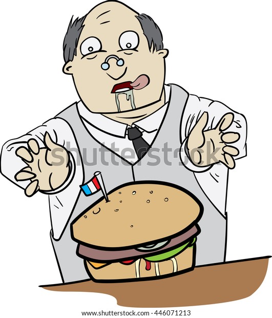 Man His Fifties Has Unstoppable Hunger Stock Vector (Royalty Free ...