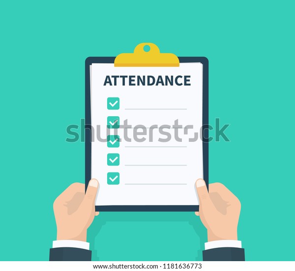 Man Hold Attendance Clipboard Checklist Questionnaire Stock Vector ... Man Hold Attendance Clipboard Checklist Questionnaire Stock Vector ...