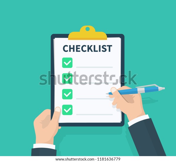 Man Hold Checklist Clipboard Checklist Questionnaire Stock Vector ...