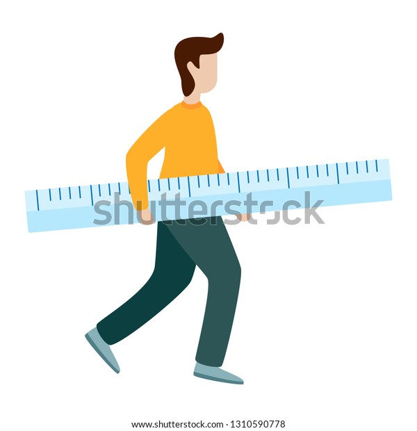 Man Hold Measurement Ruler Flat Vector Stock Vector (Royalty Free ...