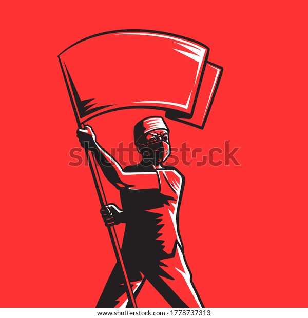 Man Holding Blank Flag Vector Illustration Stock Vector (Royalty Free ...
