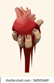 Man Holding Bleeding Human Hear His: vector de stock (libre de regalías ...