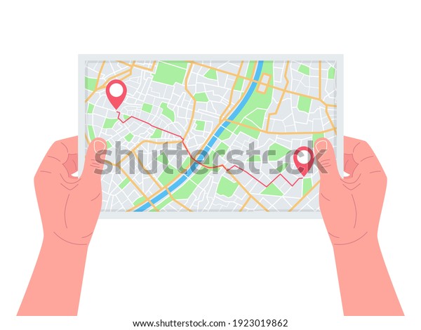 Man Holding City Map His Hands Stock Vector (Royalty Free) 1923019862 ...