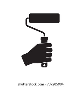 Man Holding Hand Roller Icon Vector Stock Vector (Royalty Free ...