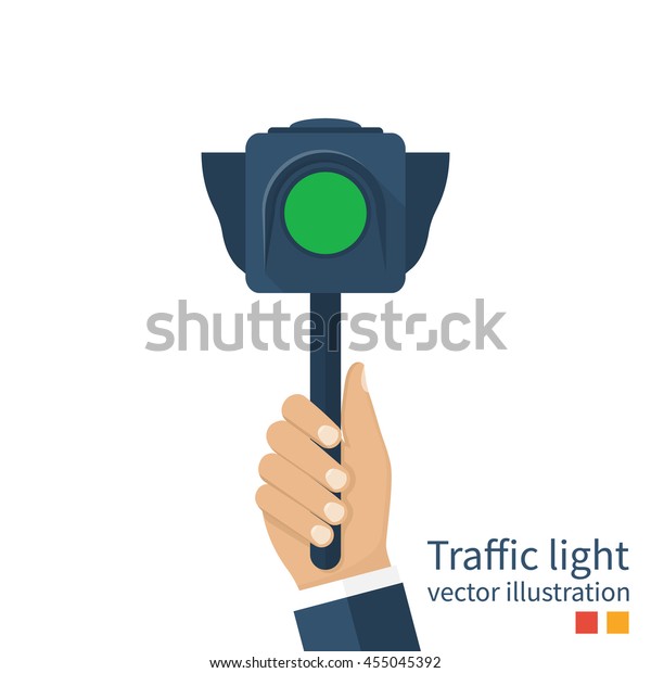 Man Holding Hands Traffic Light Concept Stock Vector (Royalty Free ...