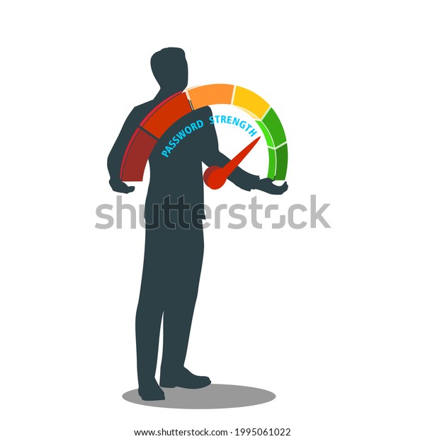 Man Holding Password Strength Scale His Stock Vector (Royalty Free ...