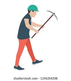 Man Holding Pickaxe Laboure Stock Vector (Royalty Free) 1196354338 ...