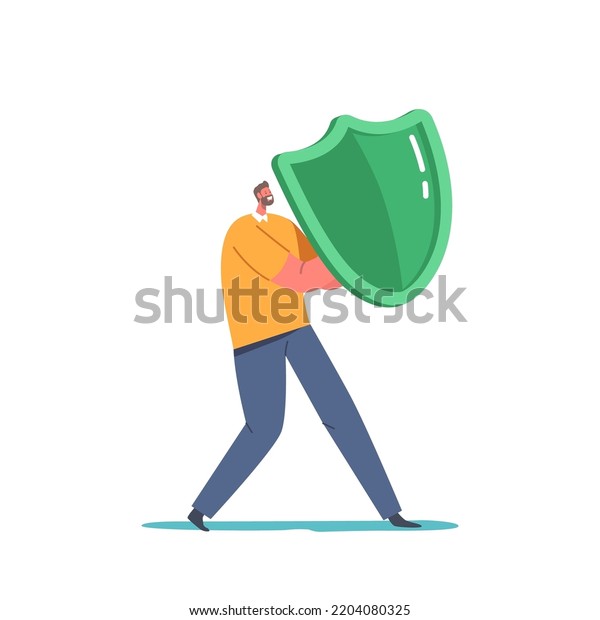 Man Holding Shield Covering Cyber Virus Stock Vector (Royalty Free ...