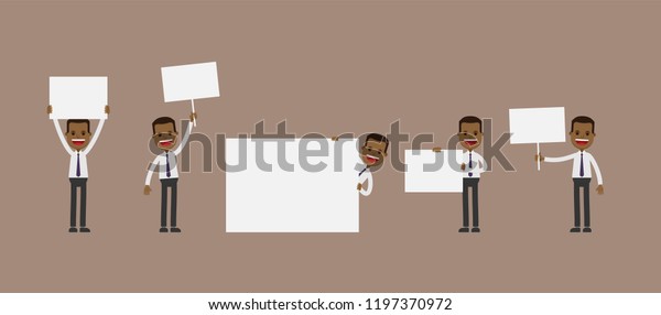 Man Holding Sign Different Positions Vector: vector de stock (libre de ...