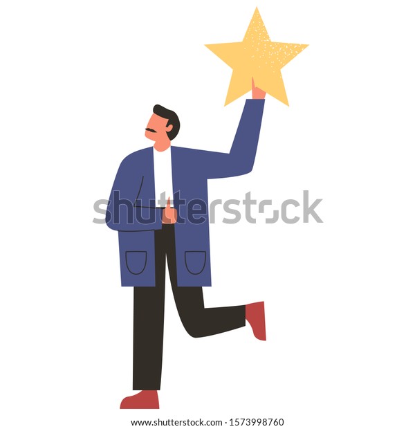 Man Holding Star Isolated On White Stock Vector (Royalty Free) 1573998760