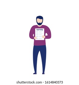 Man Holding Survey Form Vector Stock Vector (Royalty Free) 1614840373 ...