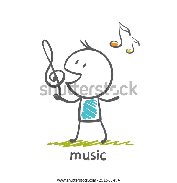 Man Holding Treble Clef Illustration Stock Vector (Royalty Free ...