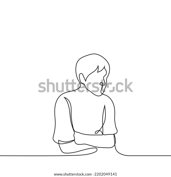 Man Hugged Himself One Line Drawing Stock Vector (Royalty Free ...