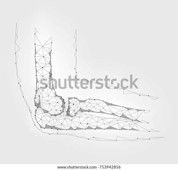 Man human elbow joint. Low poly geomentic future medicine concept ...