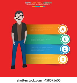 Man Info Graphic On Red Backgroundvector Stock Vector (Royalty Free ...