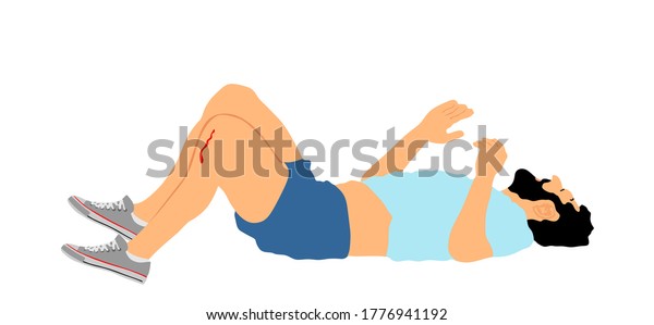 Man Injured Bleeding Leg Lying Down Stock Vector (Royalty Free ...