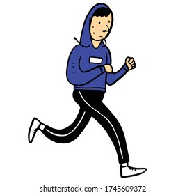 Man Jogging Doodle Isolated On White Stock Vector (Royalty Free ...