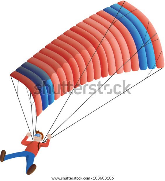 Man Jumping Parachute Stock Vector (Royalty Free) 103603106 | Shutterstock