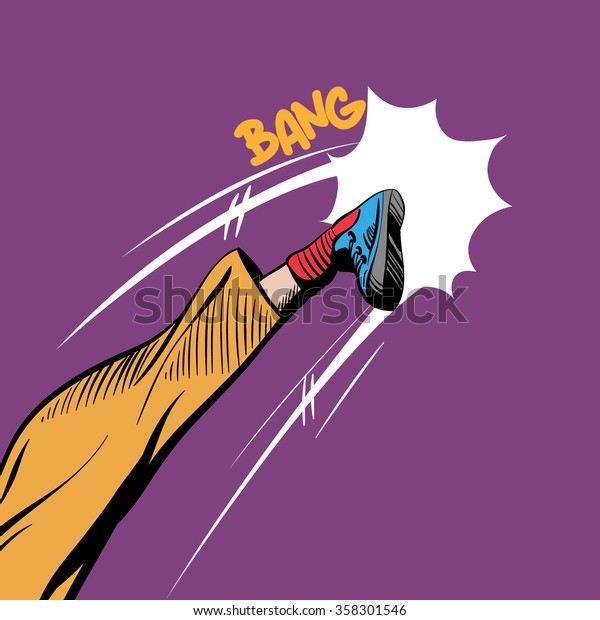 Man Kicking Comic Book Pop Art Stock Vector (Royalty Free) 358301546 ...