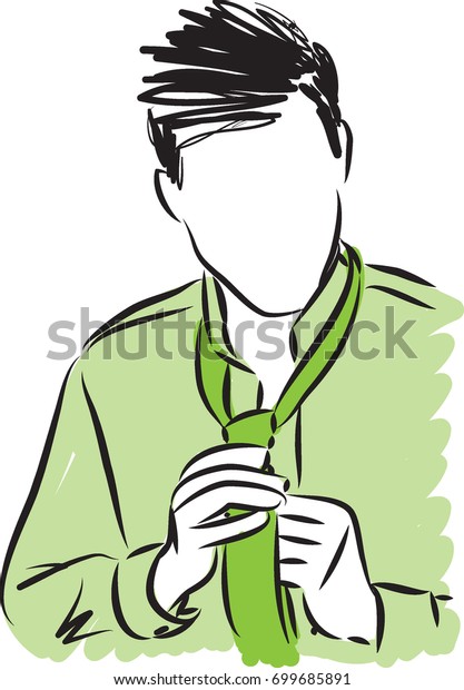 Man Knotting Tie Vector Illustration Stock Vector (Royalty Free ...
