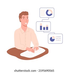 Man Laptop Concept Logical Type Thinking Stock Vector (Royalty Free ...