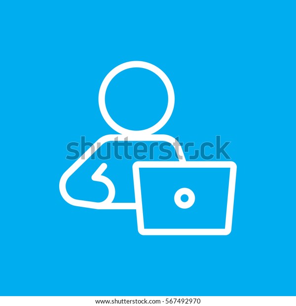Man Laptop Icon Vector Sign Symbol Stock Vector (Royalty Free ...